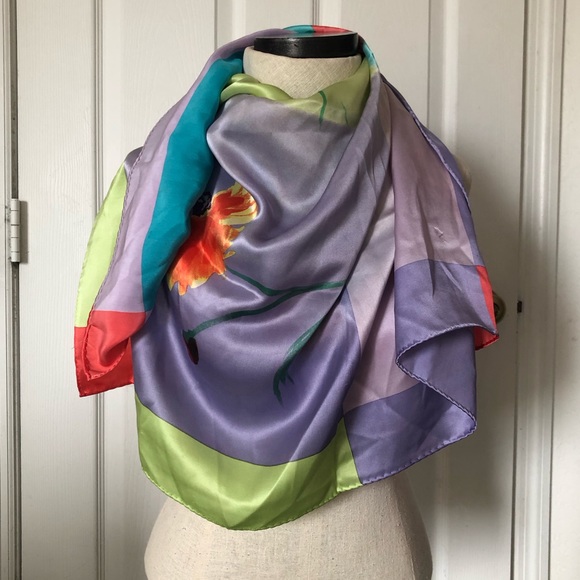 Laura Ashley | Accessories | Laura Ashley Floral Color Blocked Scarf ...
